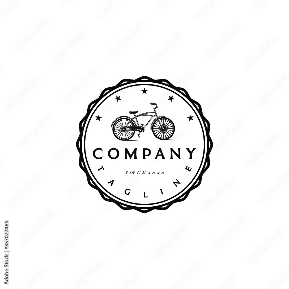 Bicycle logo design template. Awesome a bicylce with circle & star logo ...