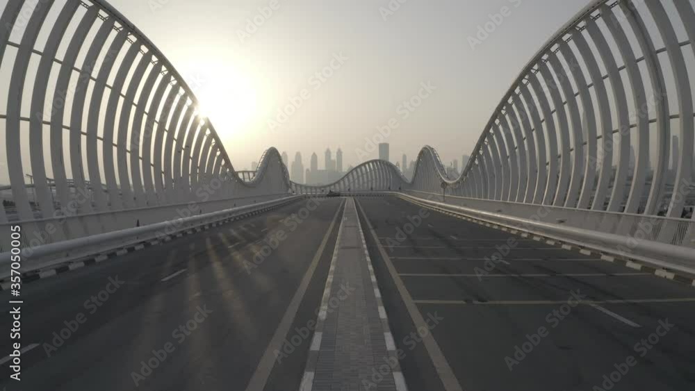 Meydan Bridge and highway roads with modern architecture buildings in ...