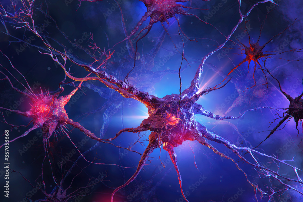 ภาพประกอบสต็อก Medical illustration of human neuron cells neuroactivity ...