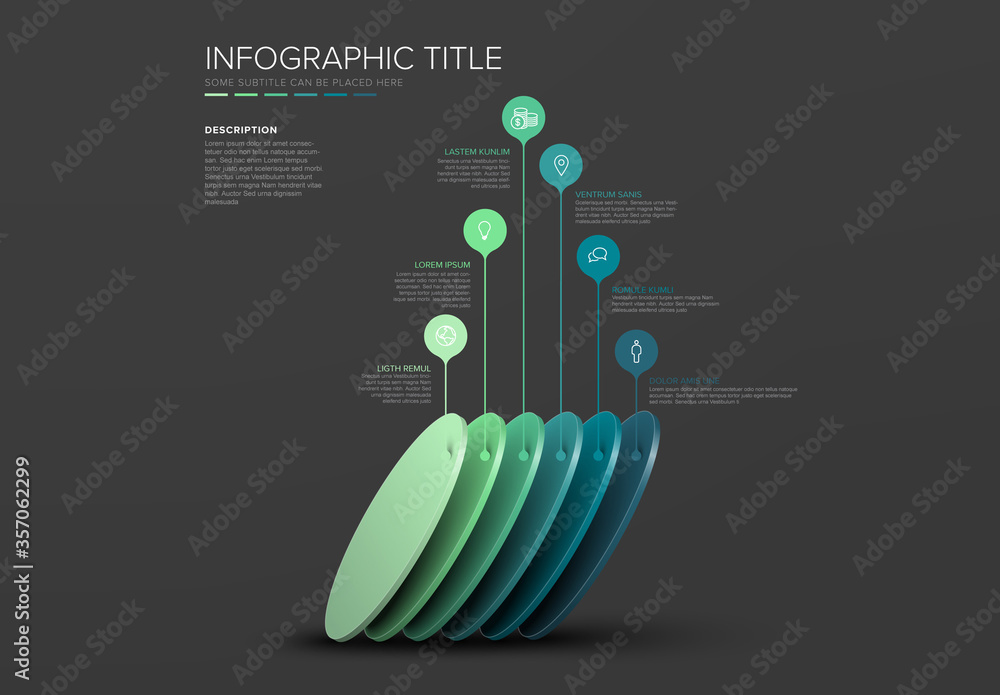 Infographic with Slanted Circular Elements Stock Template | Adobe Stock