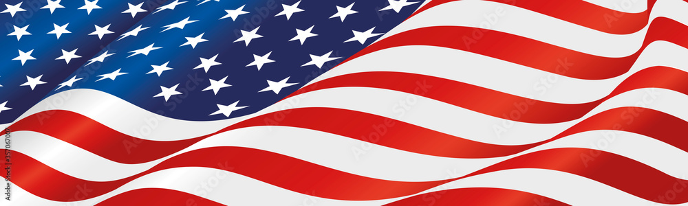 USA flag wavy long drawn landscape background banner Stock Vector ...