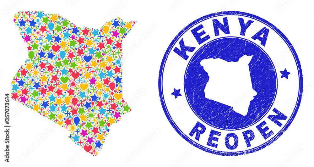 Celebrating Kenya map collage and reopening unclean watermark. Vector ...