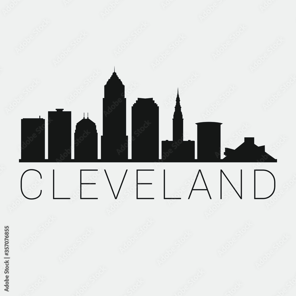 Cleveland Ohio. The Skyline in Silhouette of City. Black Design Vector ...