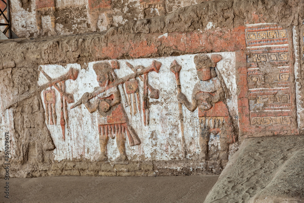 Artistic details in archaeological ruins of the pyramids of the sun and ...