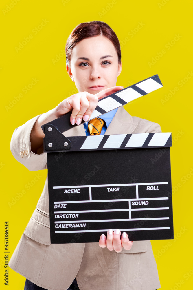 Cinema Concepts and Ideas. Portrait of Female Film Director Posing with ...