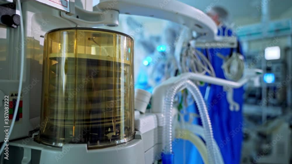 Anaesthesia machine ventilator. Medical equipment for saving patient's ...