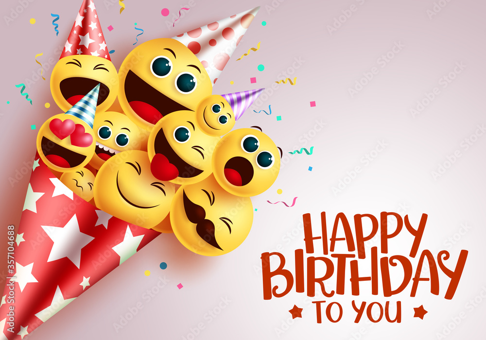 Birthday smiley bouquet vector design. Happy birthday to you greeting ...