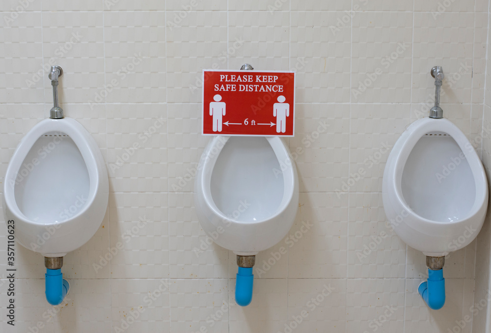 PLEASE KEEP SAFE DISTANCE 6 ft on washroom urinal. New normal that ...