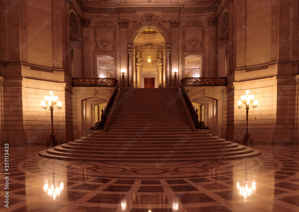 Inside San Francisco City Hall: The Rotunda Facing the Grand Staircase ...