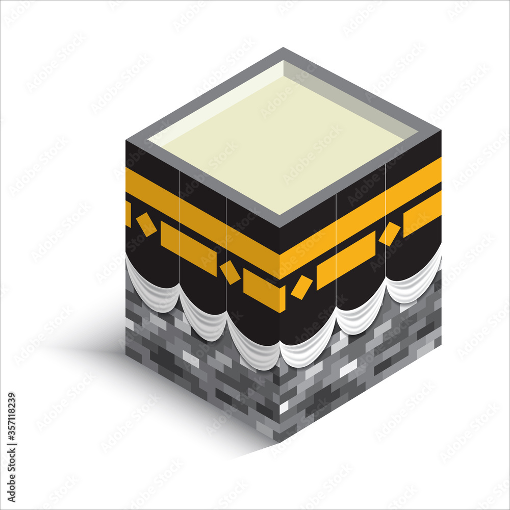 Isometric Design kaaba, Mecca building, qibla of Muslims. To complement ...
