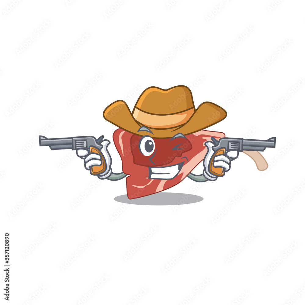 Cartoon character cowboy of lamb chop with guns Stock Vector | Adobe Stock