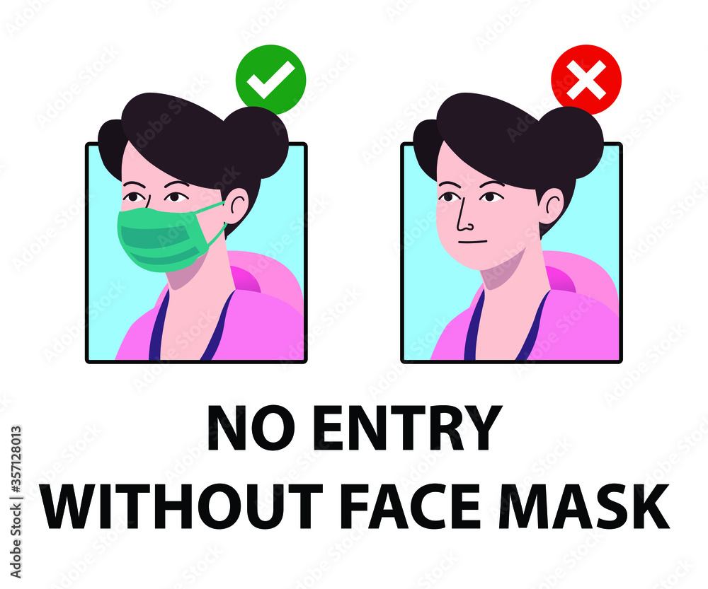 Vektorová grafika „No entry without face mask signs. No face mask no ...