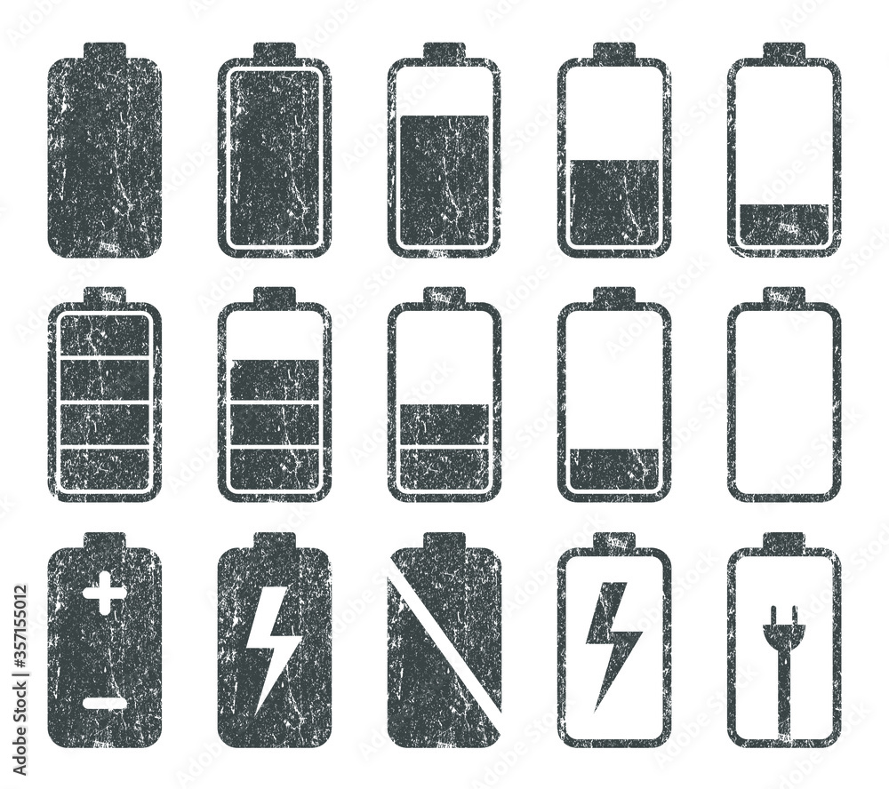 Battery icons symbol set. Accu Charge level logo sign. Vector ...