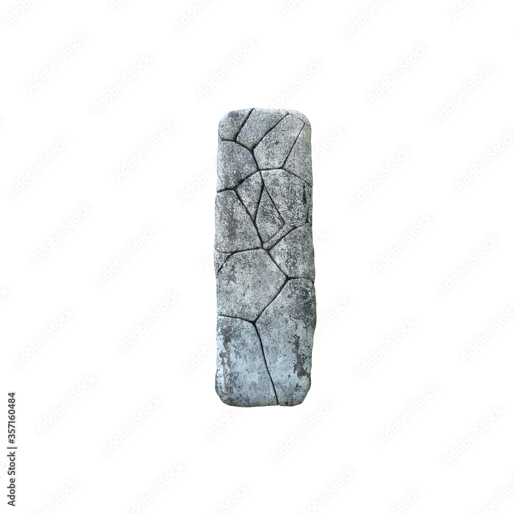 Letter I cracked grunge stone rock font 3D Rendering Stock Illustration ...