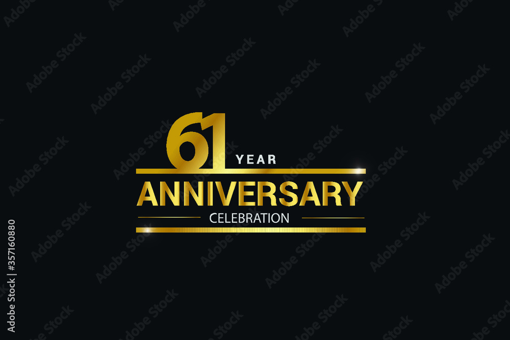 61 year anniversary celebration logotype. anniversary logo with golden ...