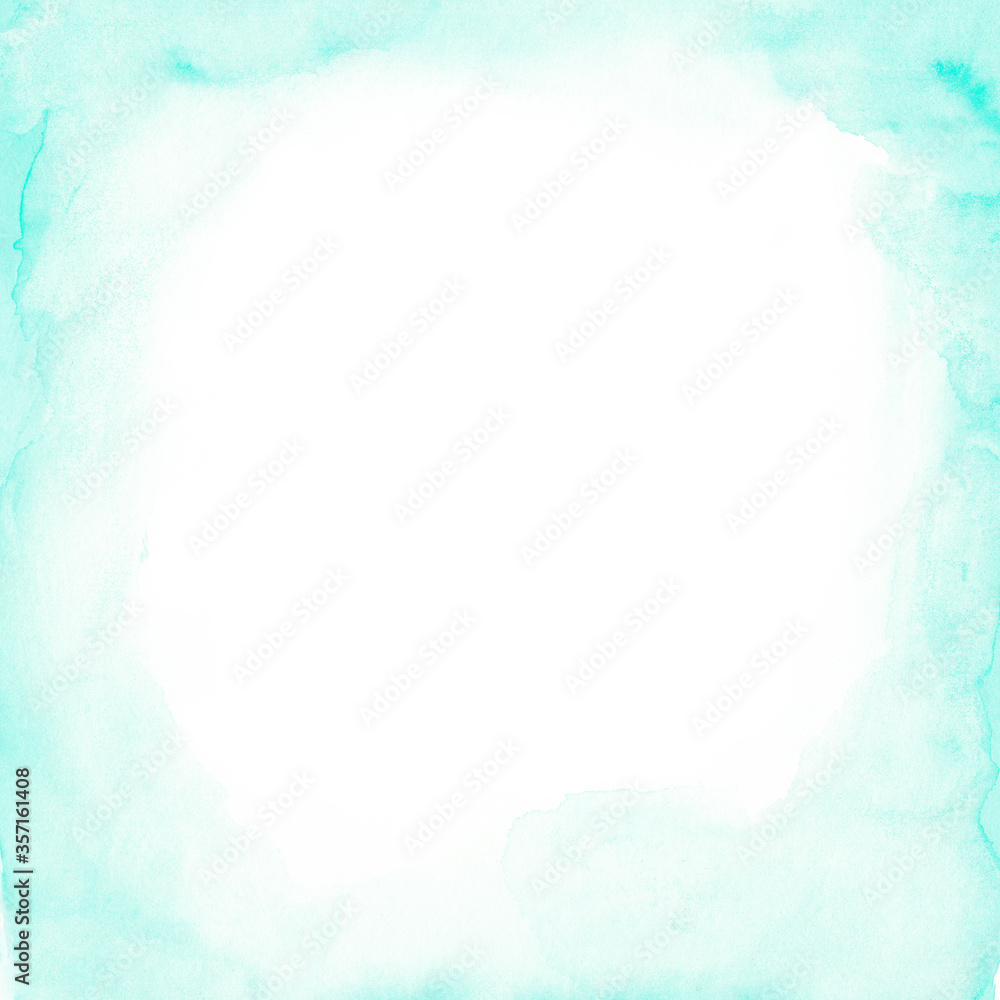 Turquoise frame Mint green Watercolor borders background Stock ...