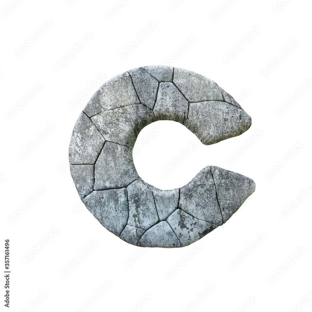 Letter C cracked grunge stone rock font 3D Rendering Stock Illustration ...