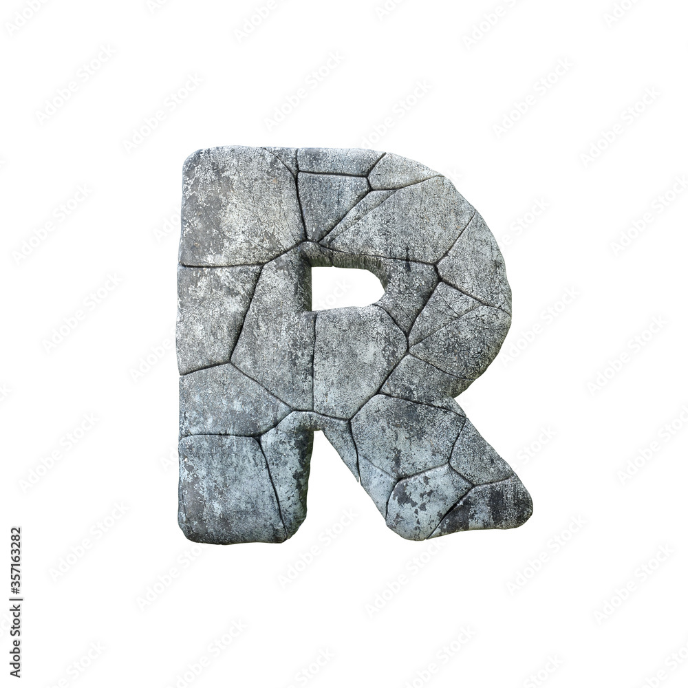 Letter R cracked grunge stone rock font 3D Rendering Stock Illustration ...