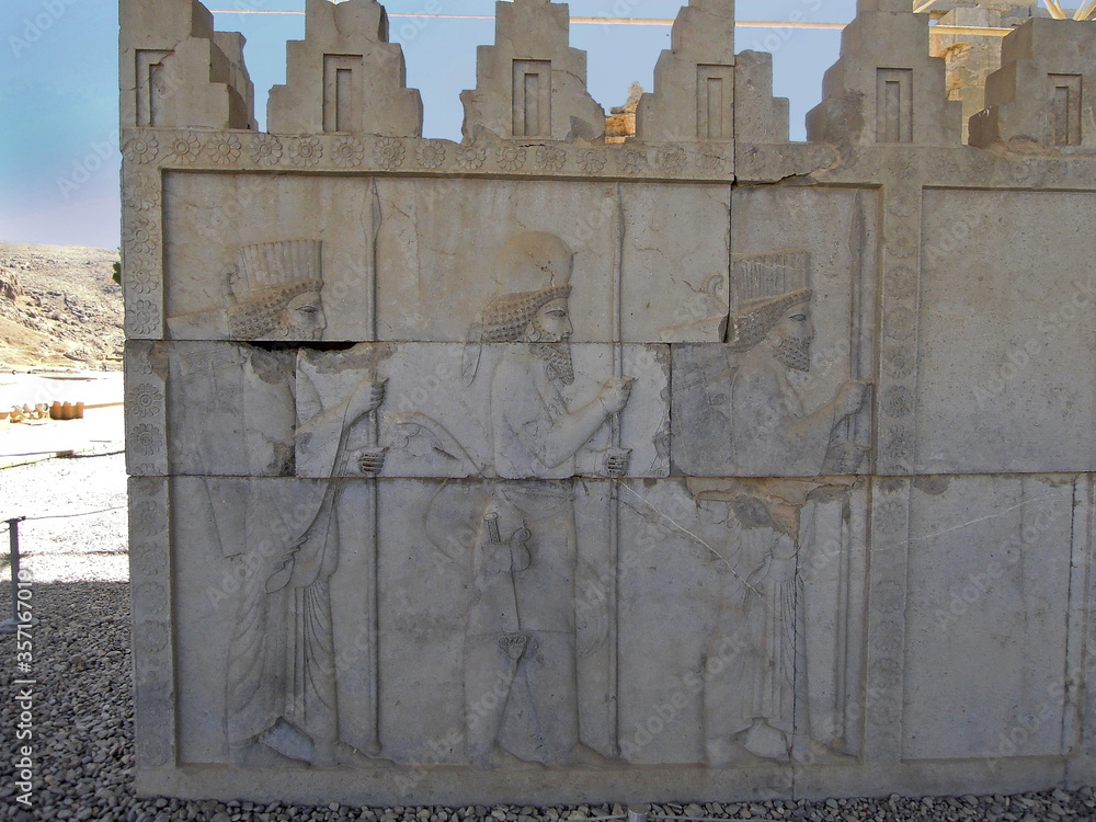 Reliefs of marching Median and Persian guardians, decorating the walls ...