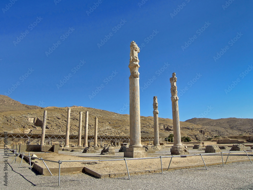 Columns of One Hundred Columns palace, presence chamber of Persian ...