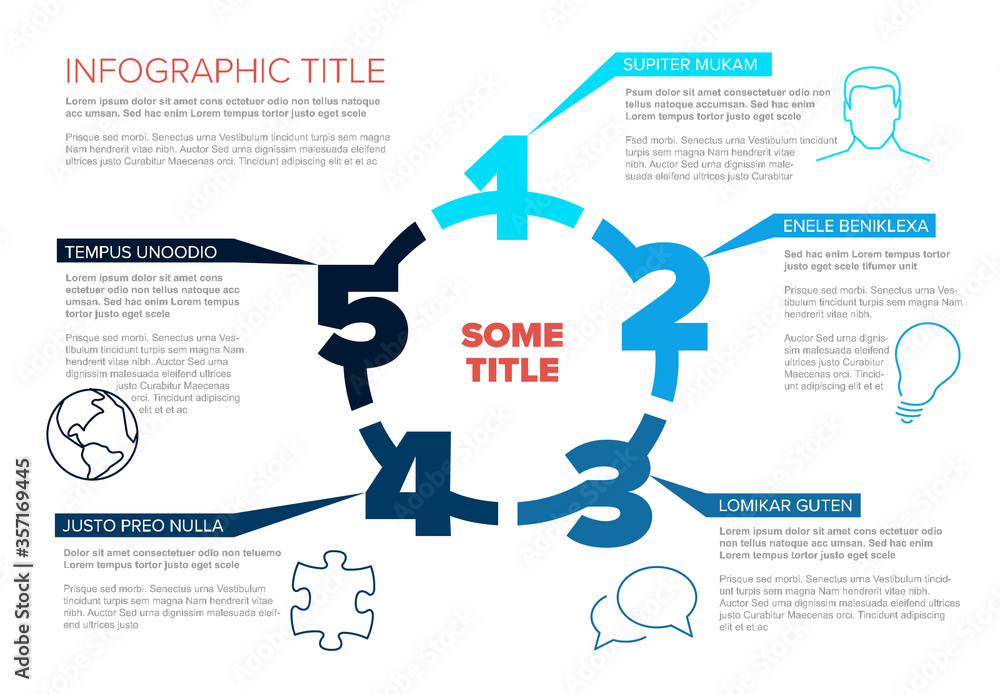 Five steps cycle template infographic Stock Vector | Adobe Stock