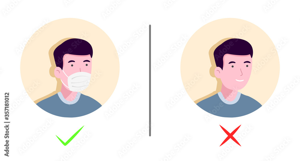 No entry without face mask or wear mask icon. Vector illustration of ...