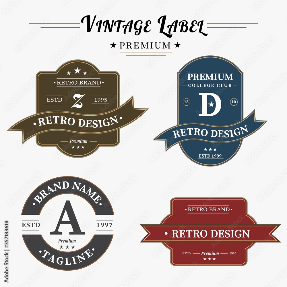 Set of retro vintage badge logo design. Old badges. Vintage sign, retro premium badge and logo ...