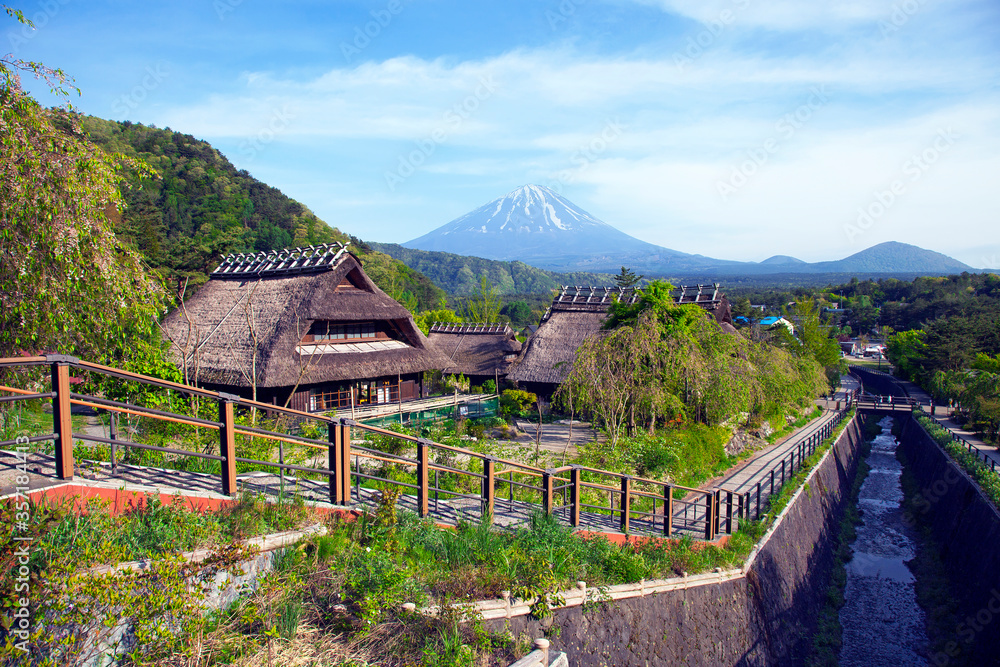 Traditional buildings in the samurai village of Saiko Iyashi no Sato ...
