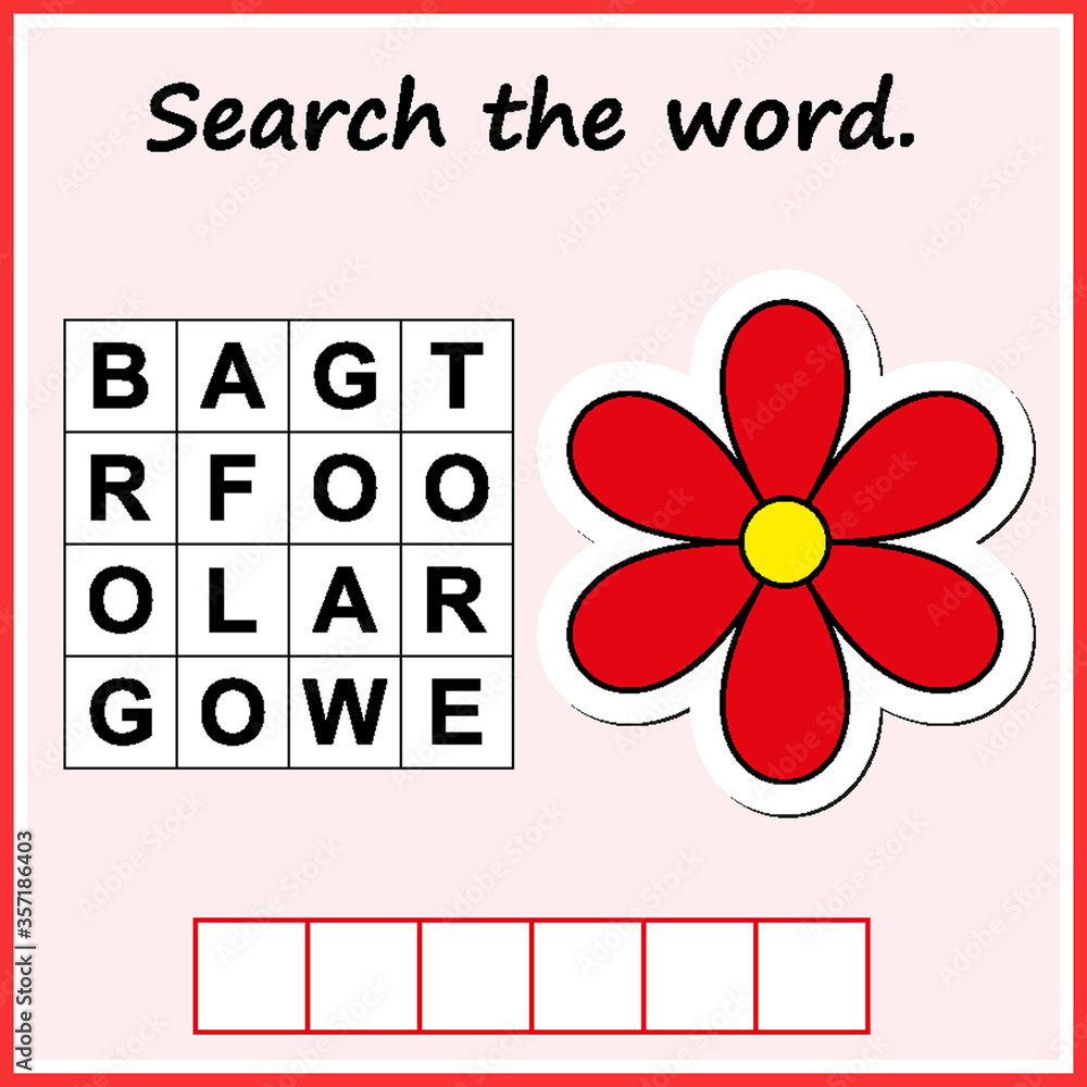 worksheet for preschool kids. Words educational game for children. Find ...