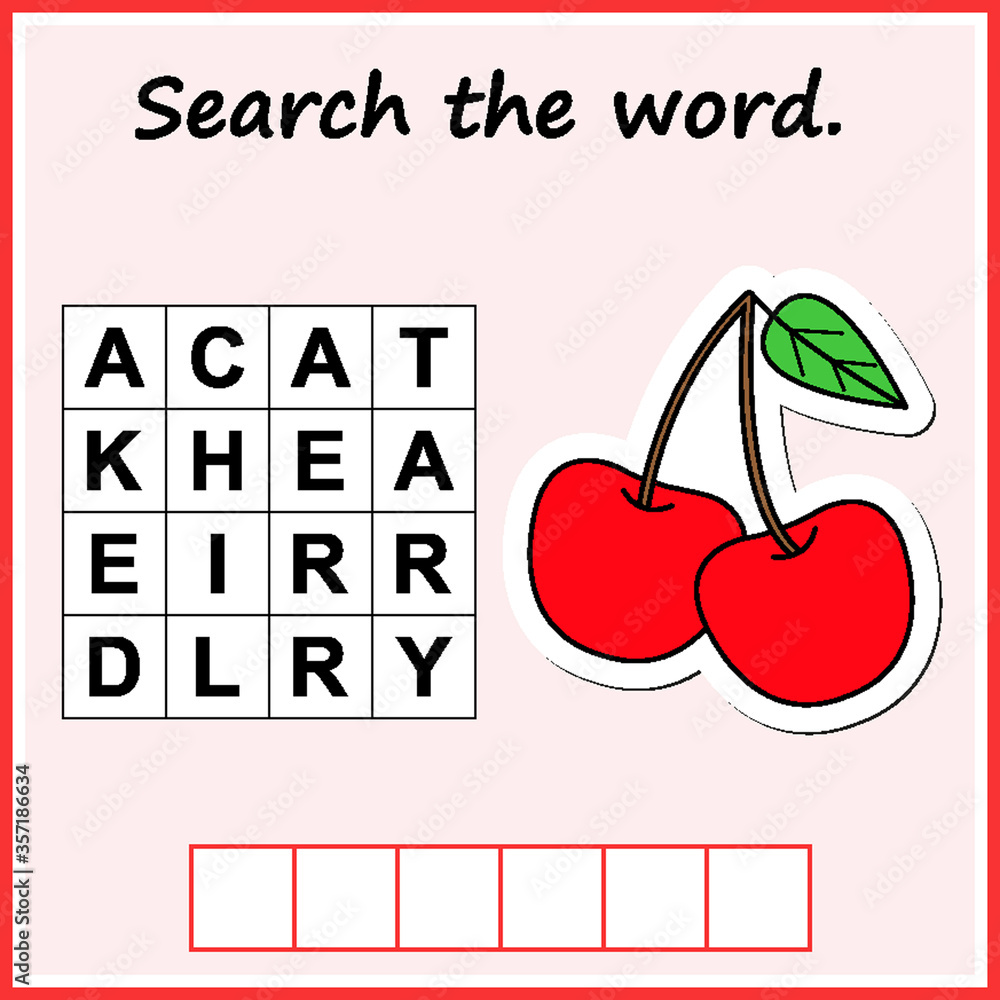 worksheet for preschool kids. Words educational game for children. Find ...
