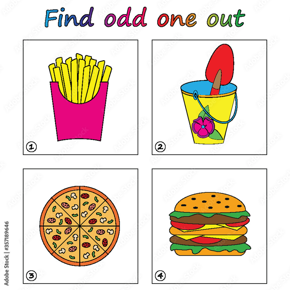 Find odd one out - game for kids. Worksheet. Visual Educational puzzle ...