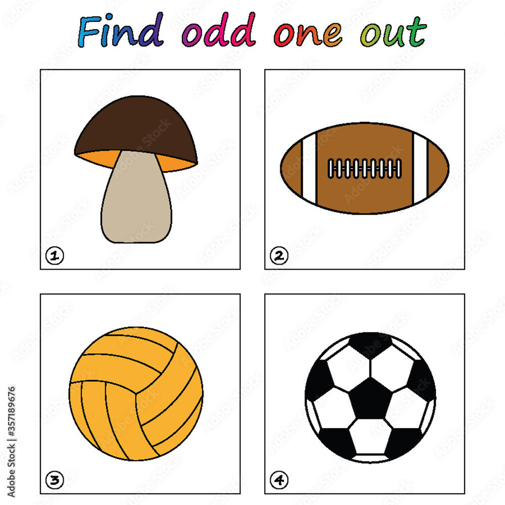 Find odd one out - game for kids. Worksheet. Visual Educational puzzle ...