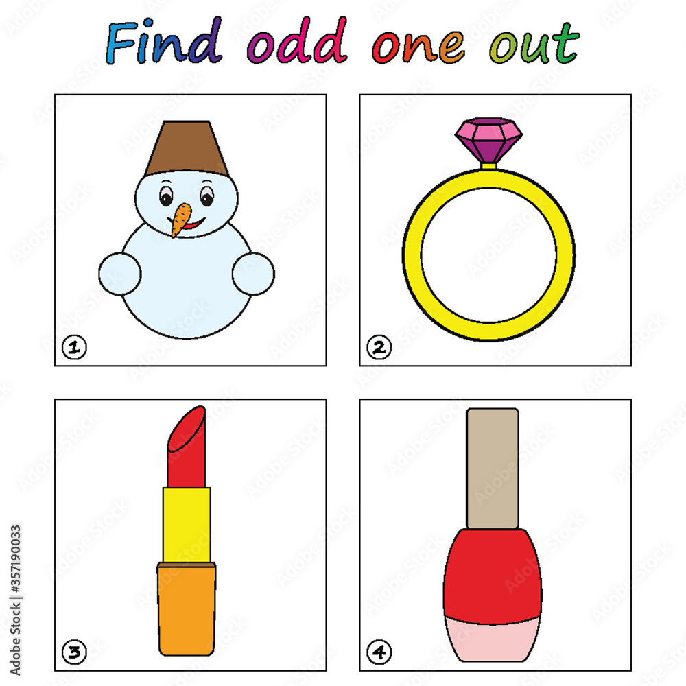 Find odd one out - game for kids. Worksheet. Visual Educational puzzle ...