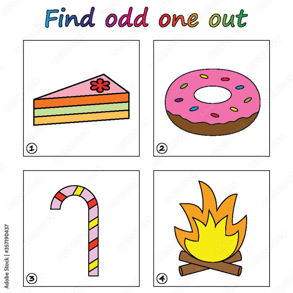 Find odd one out - game for kids. Worksheet. Visual Educational puzzle ...