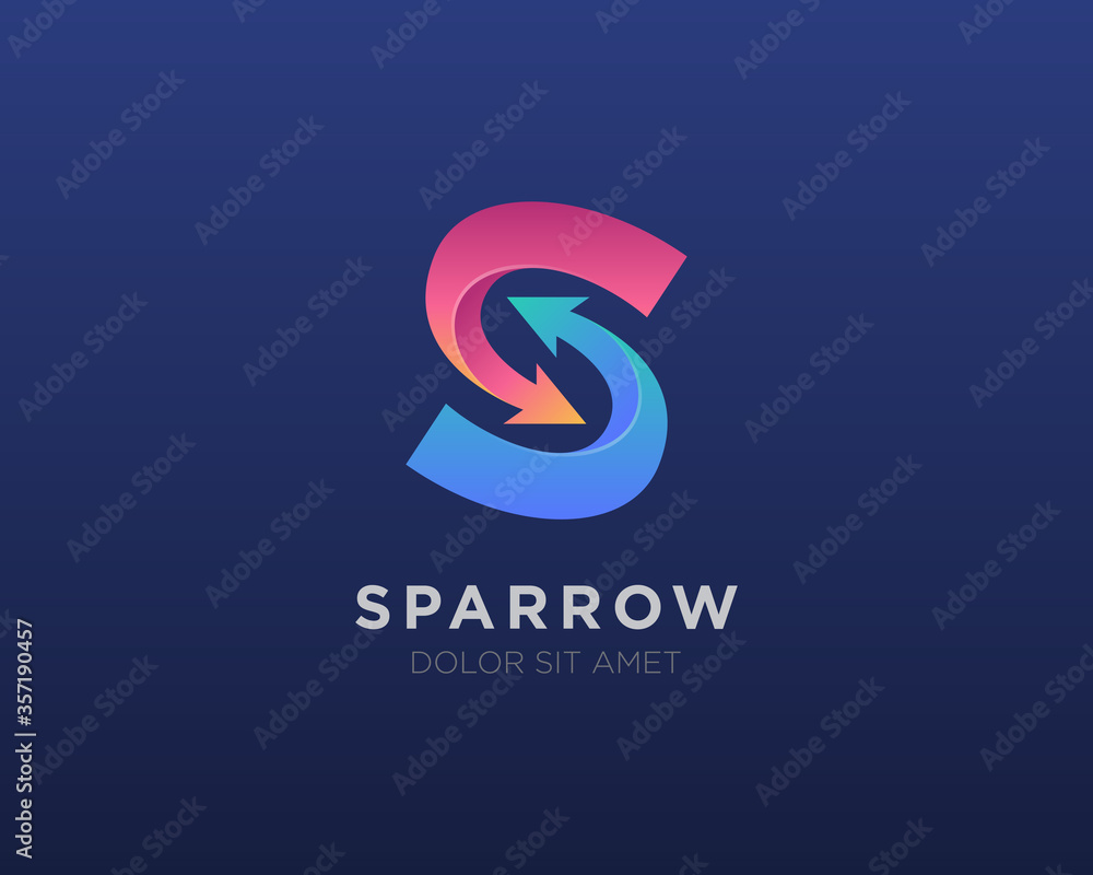 Colorful letter s with arrow logo vector. Stock Vector | Adobe Stock