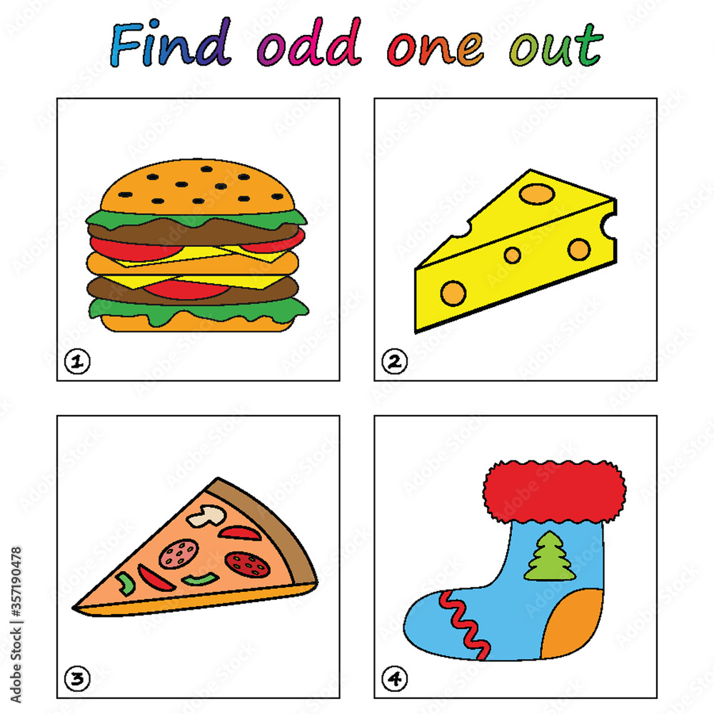 Find odd one out - game for kids. Worksheet. Visual Educational puzzle ...