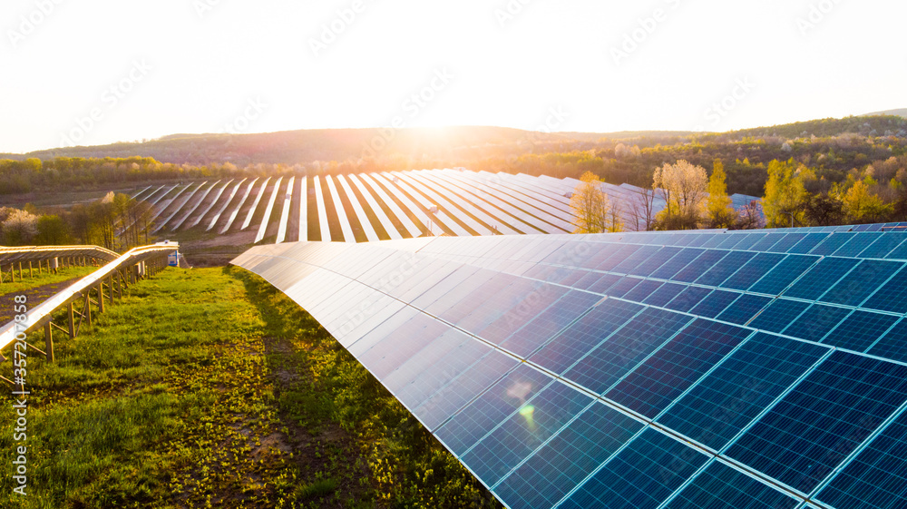 Solar panel cell on dramatic sunset sky background,clean Alternative ...