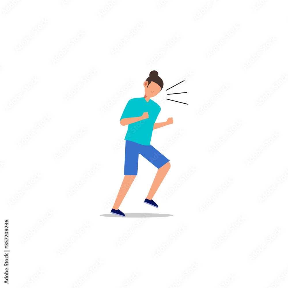 Cartoon character illustration of human action poses postures. Flat ...