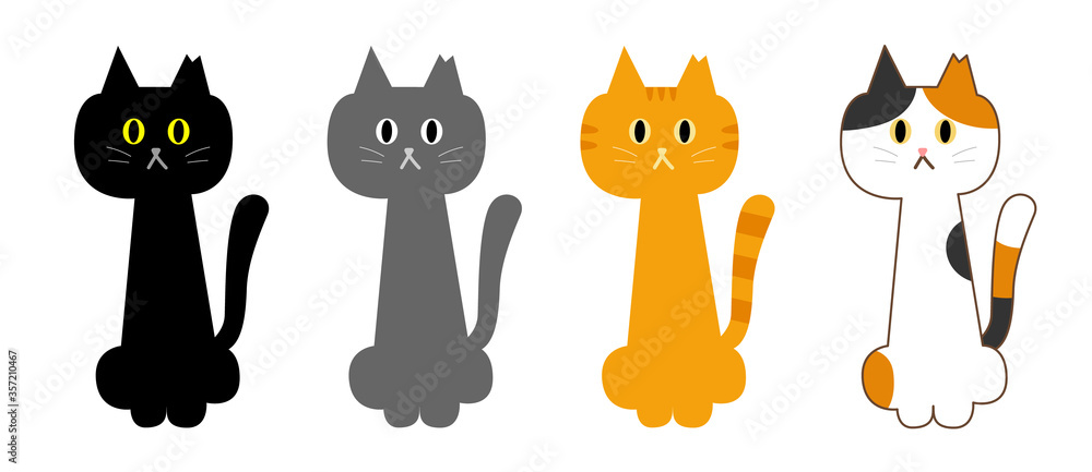 Cartoon set of trap–neuter–return cats. Vector illustration isolated on ...