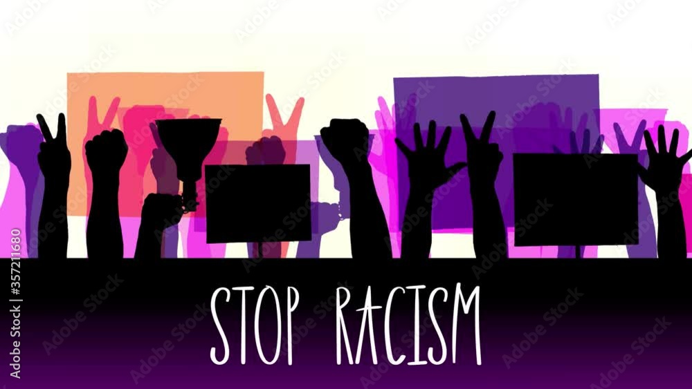 Vídeo do Stock: Animation with text- Stop Racism. black silhouettes of ...