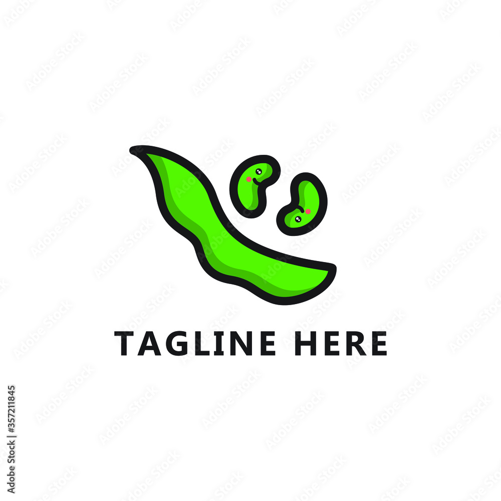 abstract green bean logo vector illustration. bean logo character ...