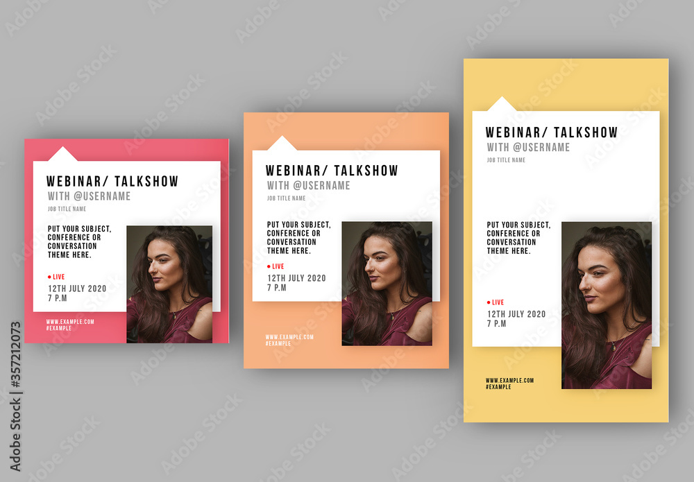 Webinar Talk Show Social Media Layout Set Stock Template | Adobe Stock