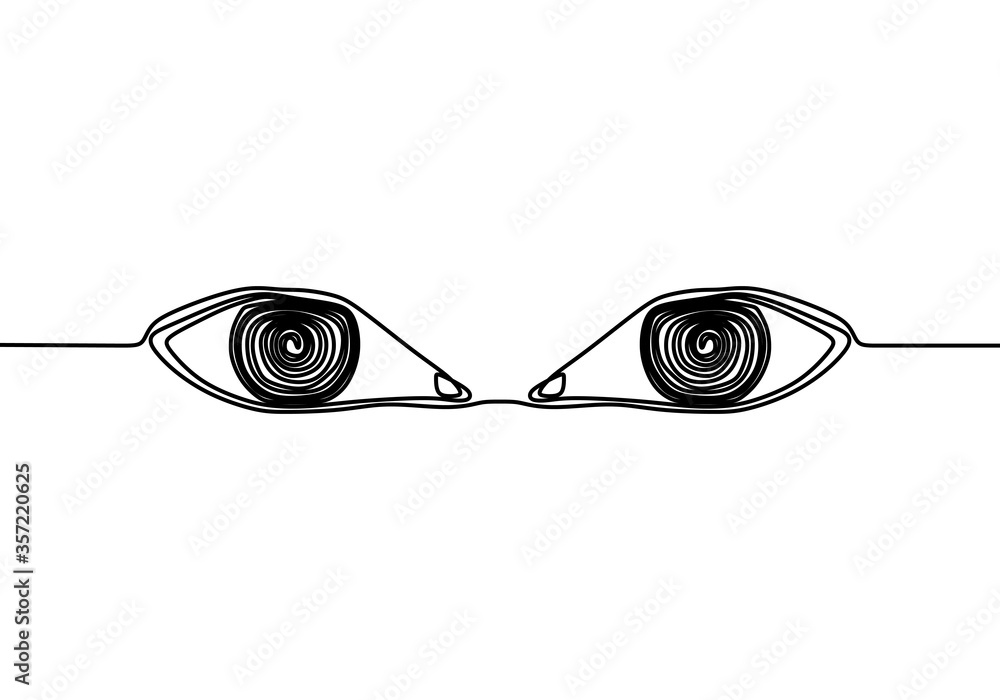 One continuous line drawing of human eyes minimalistic linear sketch ...