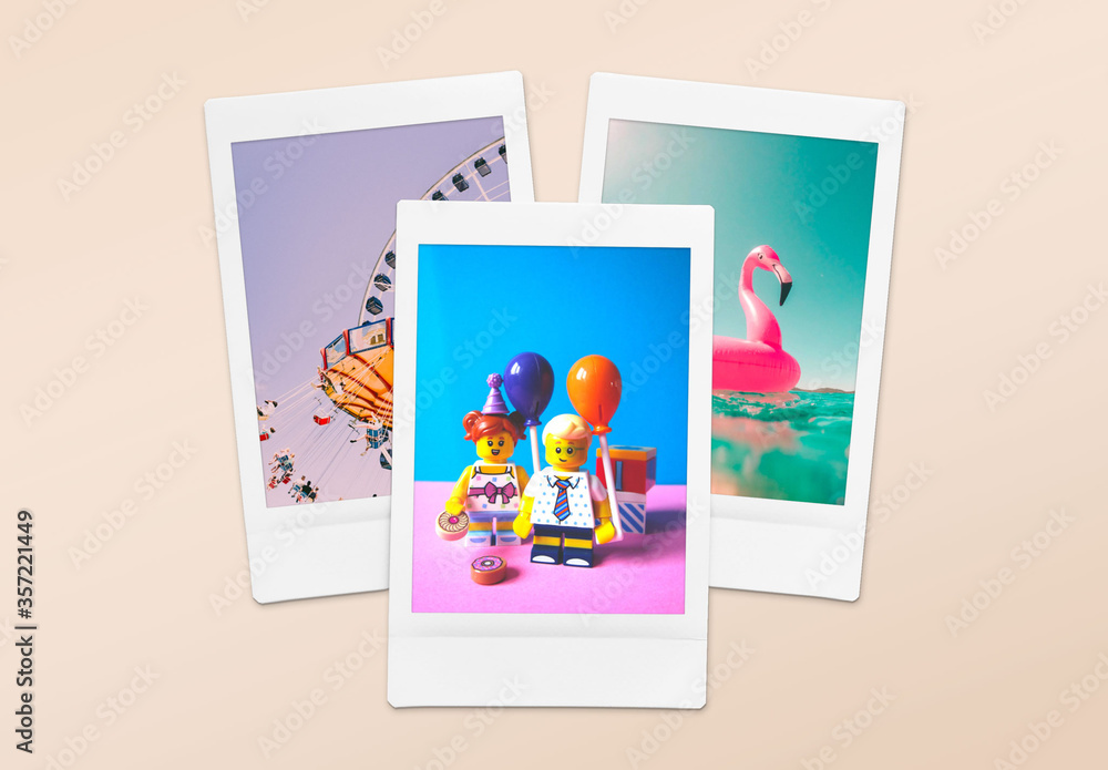 3 Instant Photo Snapshot Pictures Mockup Stock Template | Adobe Stock