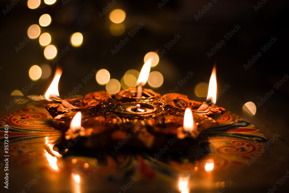 Decorated diya photo for indian festivals. Stock Photo | Adobe Stock