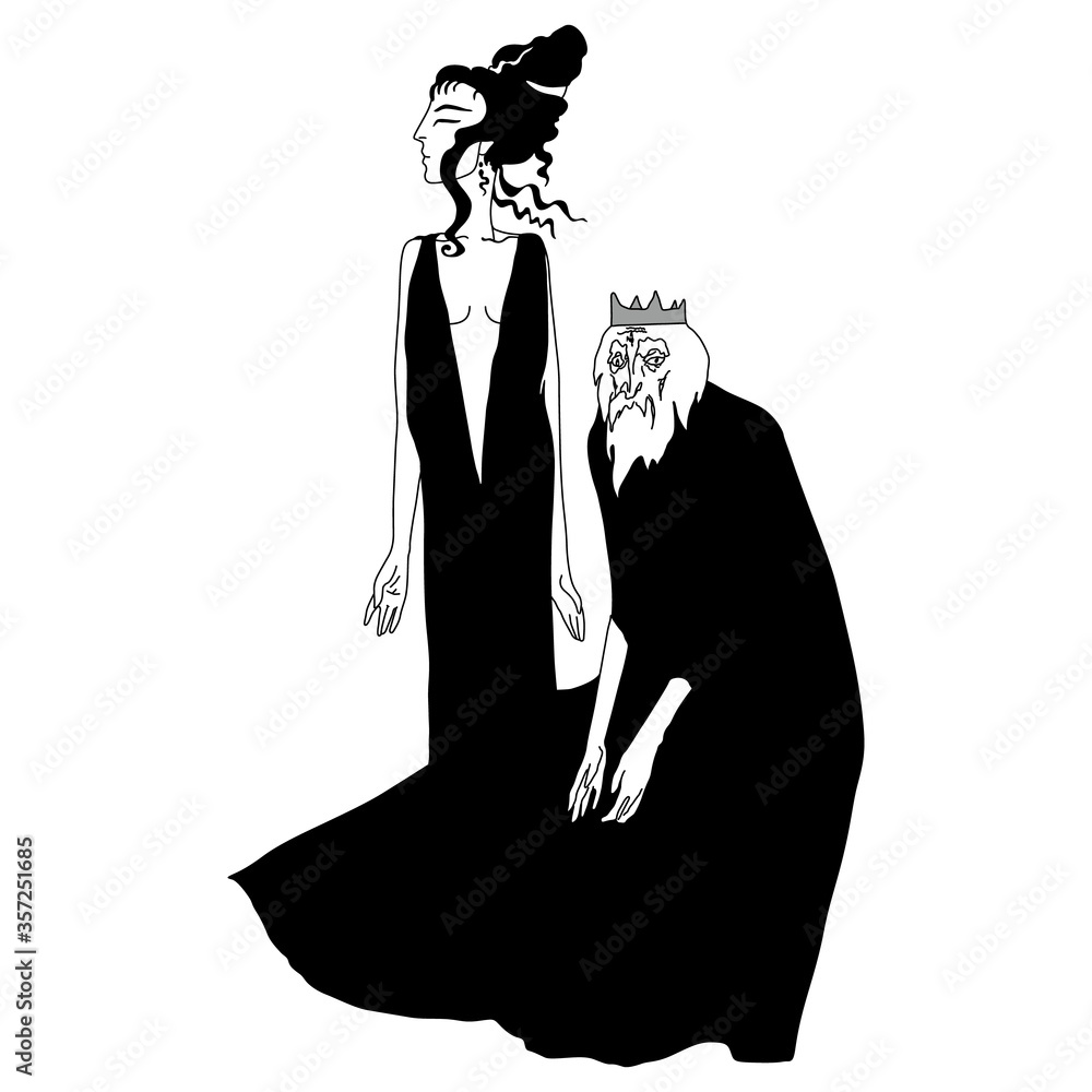 Medea and her father king Aeetes. Ancient Greek mythology. Male and ...