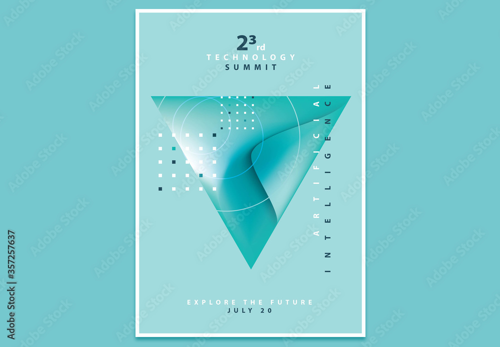 Technology Summit Poster Layout with Abstract Triangle Design Stock ...