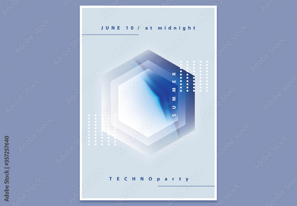 Modern Techno Party Poster Layout with Abstract Design Stock Template ...