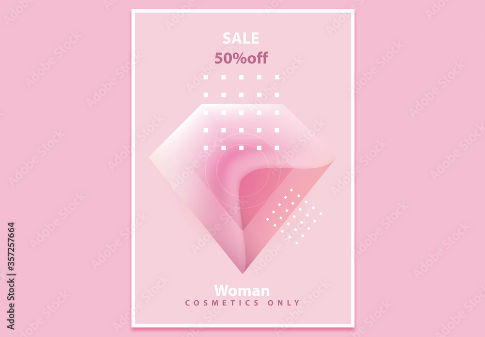 Contemporary Poster Layout with Pink Abstract Polygonal Design Stock ...