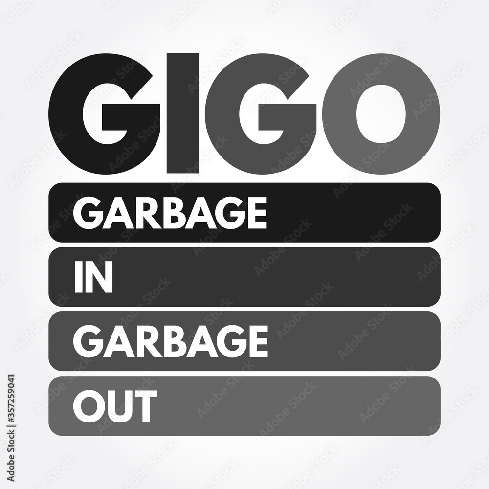 GIGO - Garbage In Garbage Out acronym, technology concept background ...